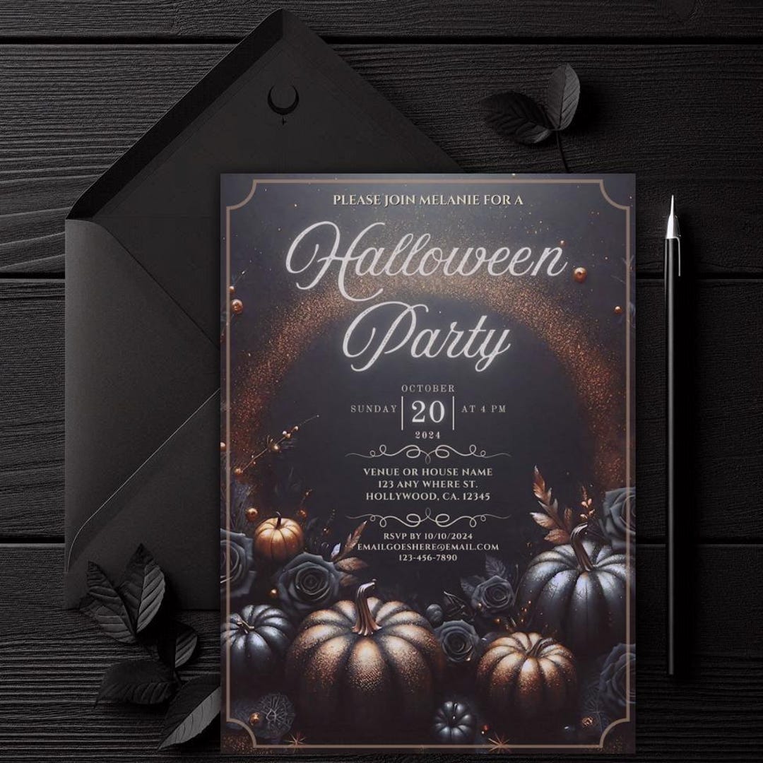Editable Halloween Harvest Party Invitation, Fall Pumpkin Invite, Dark ...