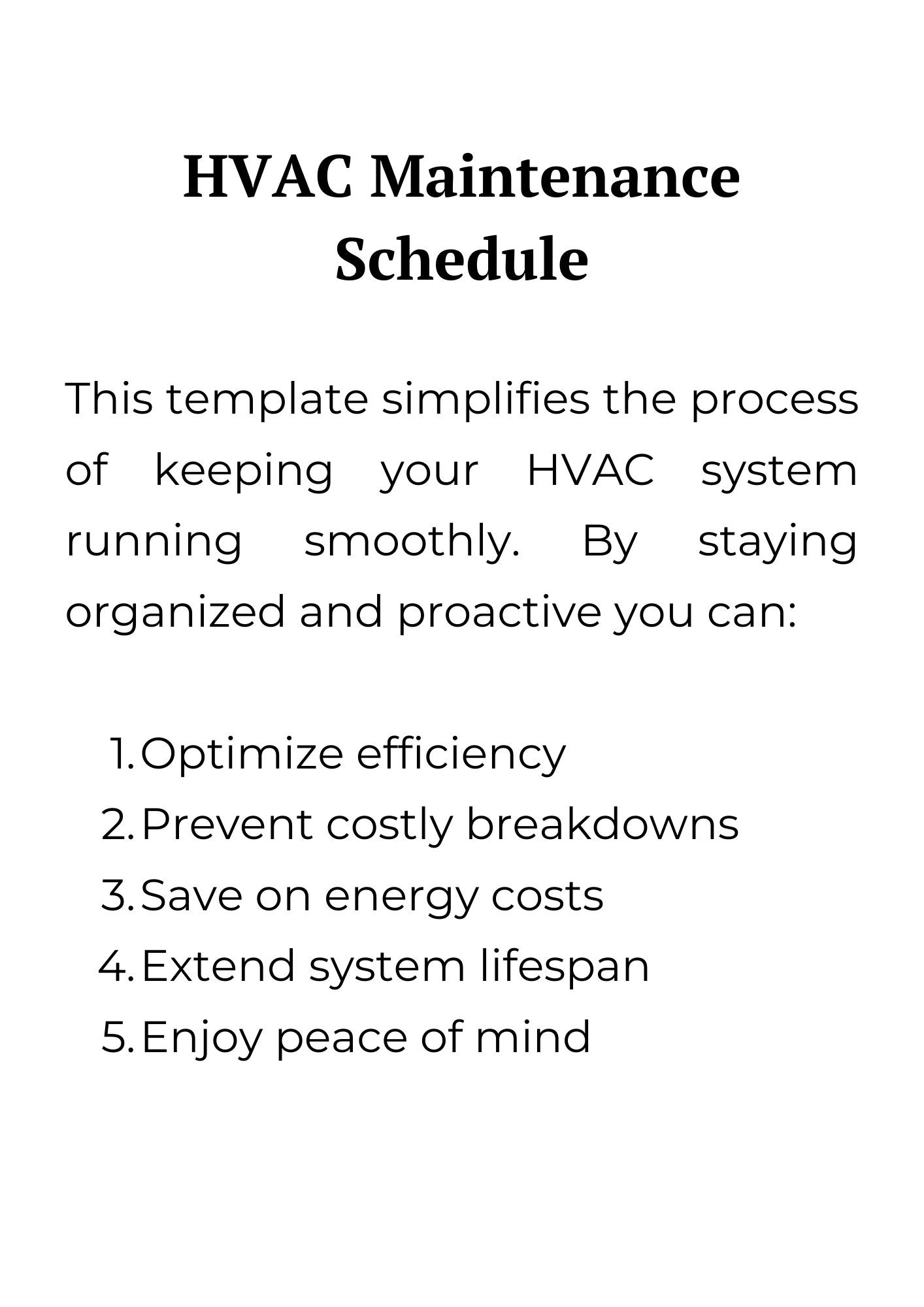 HVAC Maintenance Schedule - Etsy