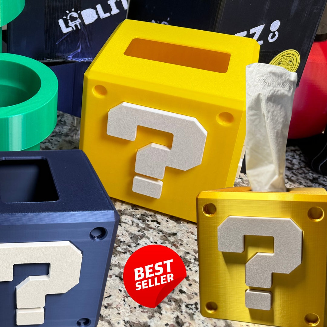 Question Mark Retro Gamer Tissue Box | 3d-printed Bathroom Decor | 3 ...