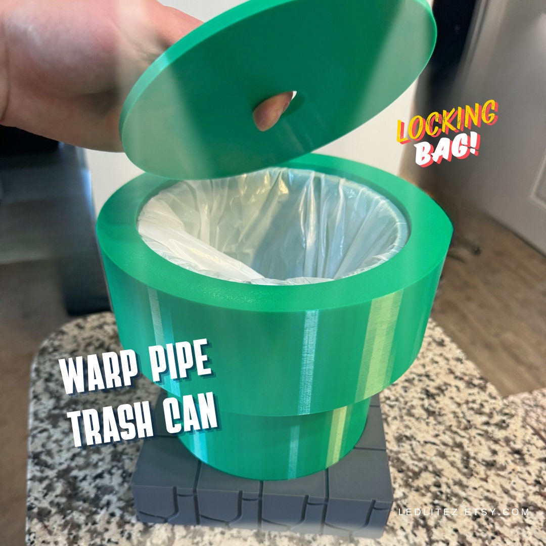 Super Mario Inspired Warp Pipe Trash Can Retro Gamer's Floor & Tabletop ...
