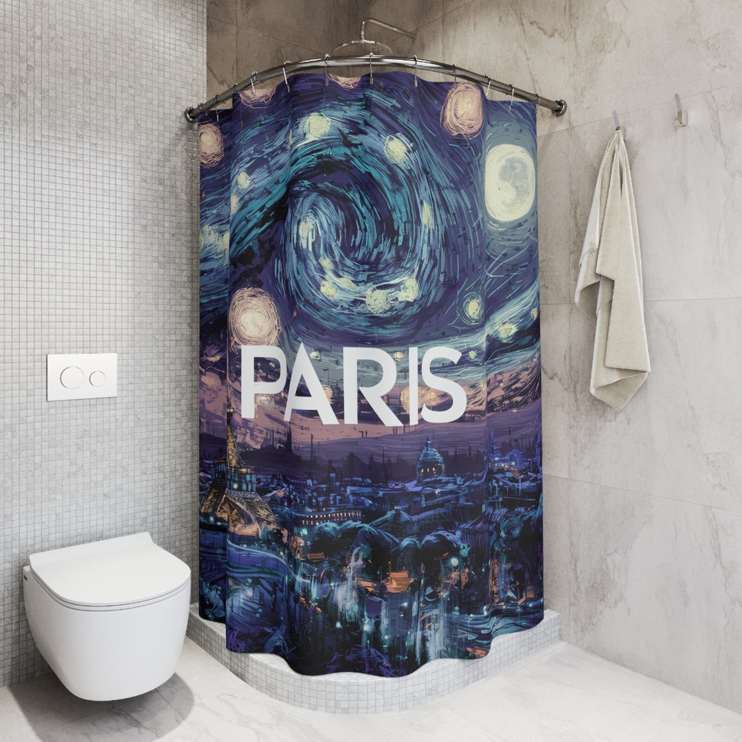 2024 Olympics Paris Skyline Shower Curtain Vincent Van Gogh Inspired ...