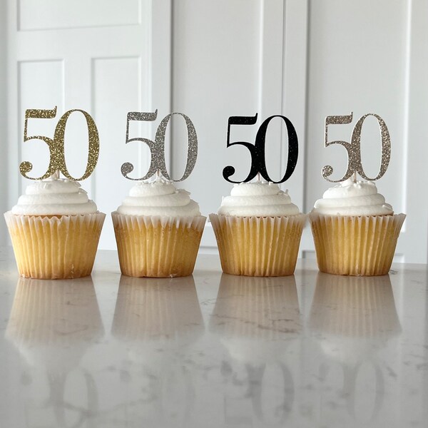 50th Anniversary Cupcake Toppers - Etsy