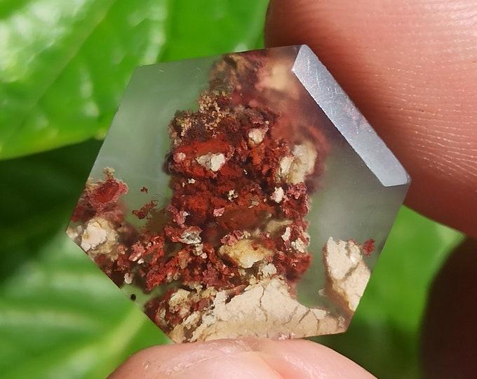 Hexagonal Beauty of Java Moss Garden Agate Cabochon | Under the Sea ...