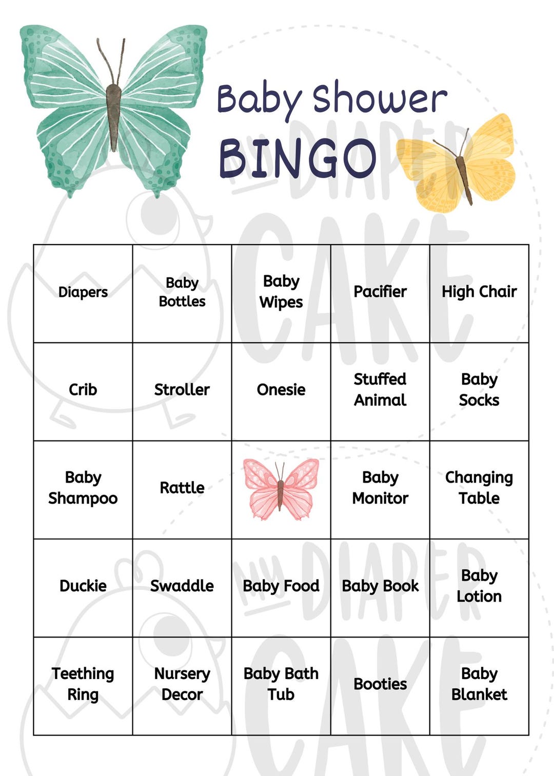 Butterfly Baby Shower Bingo Cards - Etsy