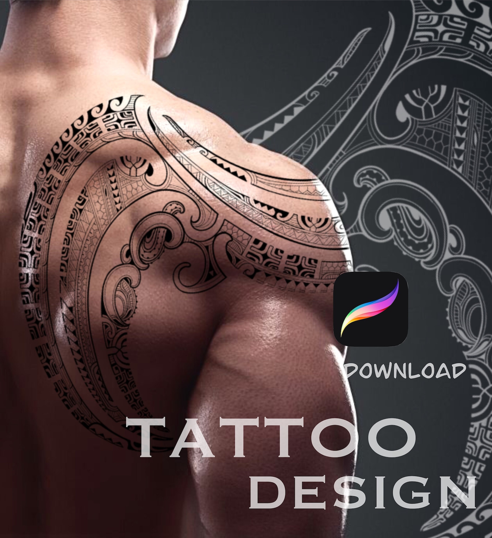 Tattoo Design for Men | Maori Tattoo Half Back | Digital Download ...