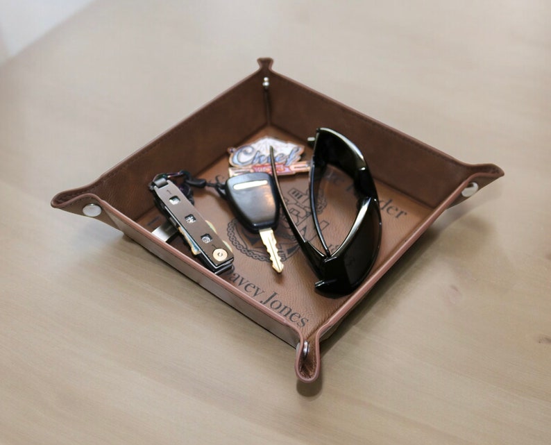 Navy Chief Catchall Tray, Personalized Leatherette Snap up Valet Tray ...