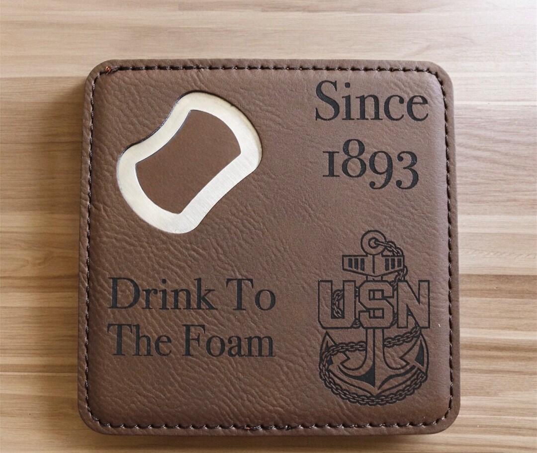 Navy Chief Leatherette Coaster, Deployment Gift, Bottle Opener - Etsy