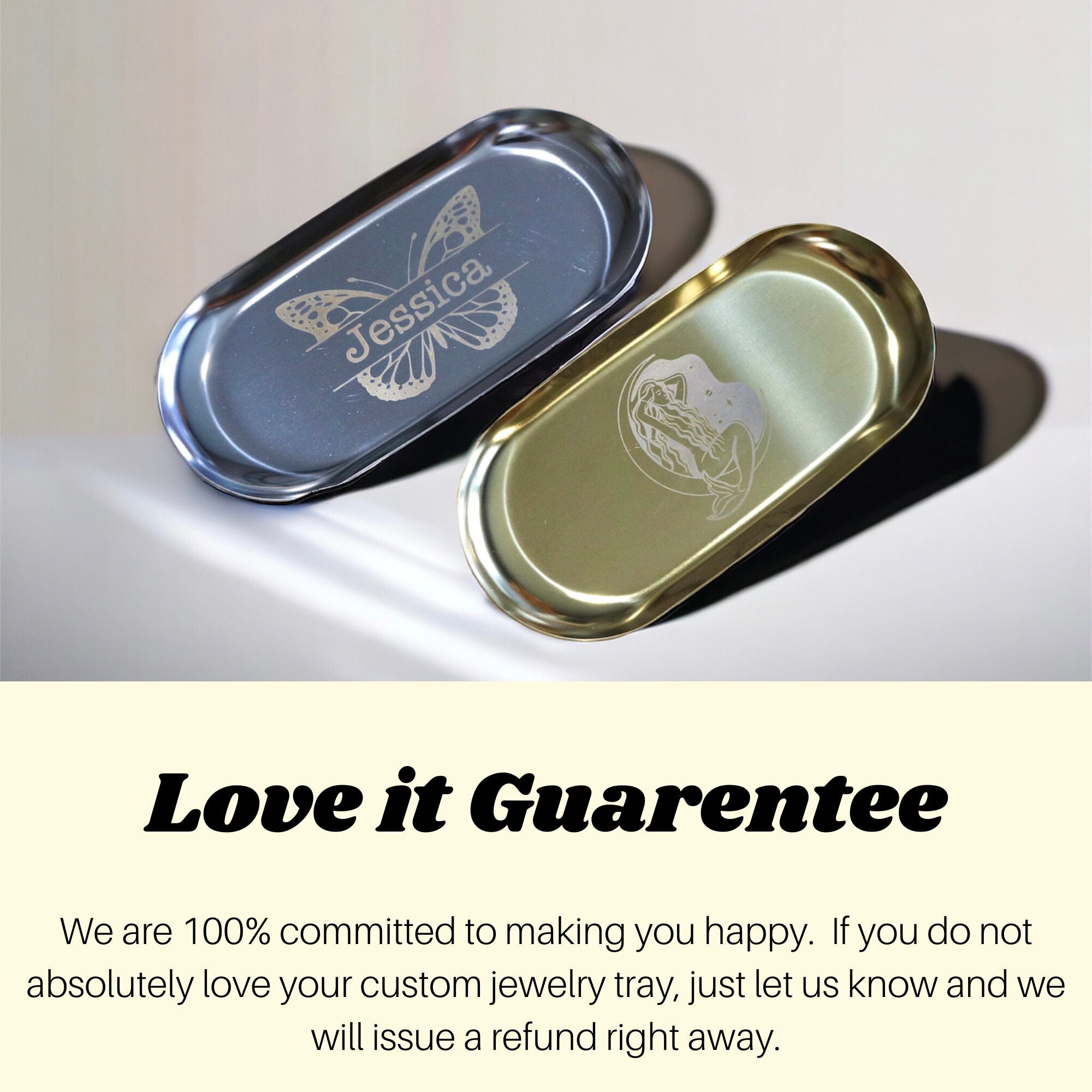 Personalized Jewelry Dish, Custom Engraved Trinket Tray, Gold or Silver ...