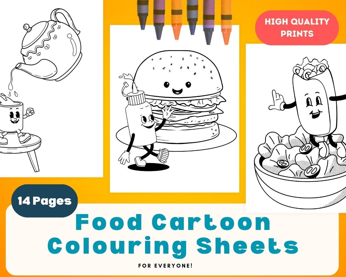 Food Cartoon Colouring Printable Sheets High Quality Graphics, Quality ...