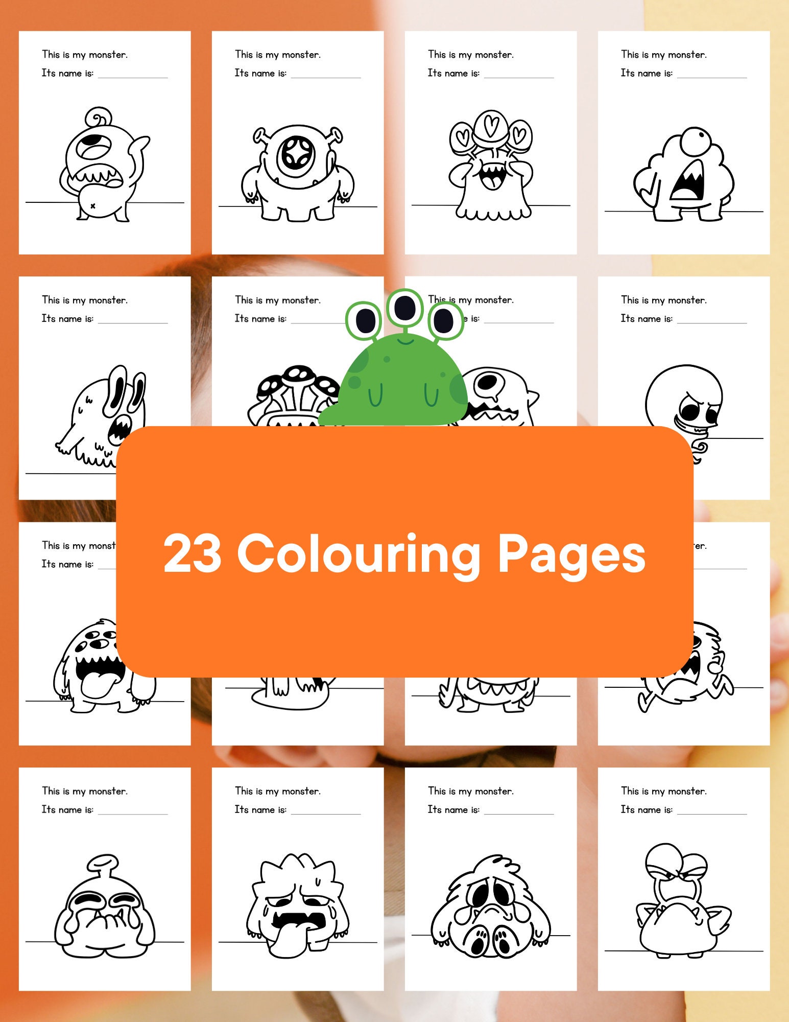 Monster Colouring Pages Kids Colouring Activity Printable - Etsy