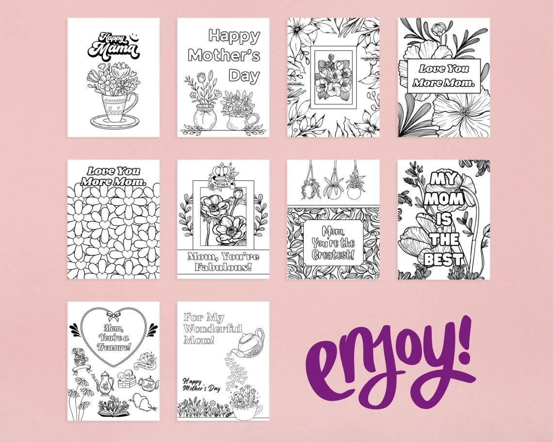 10 Mom Day Colouring Sheets, Printable Pages, Fun With Mom, Mommy and ...