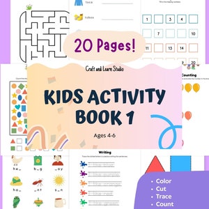 Kindergarten Activity Book Kid Printable Learning Pages - Etsy