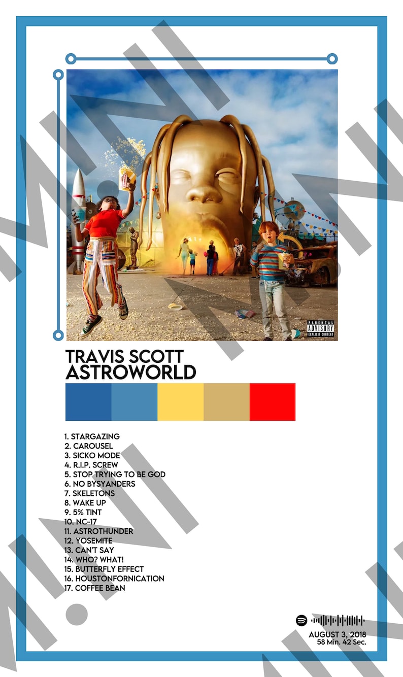 Travis Scott “ASTROWORLD” 12X18 Album Cover Poster - Etsy