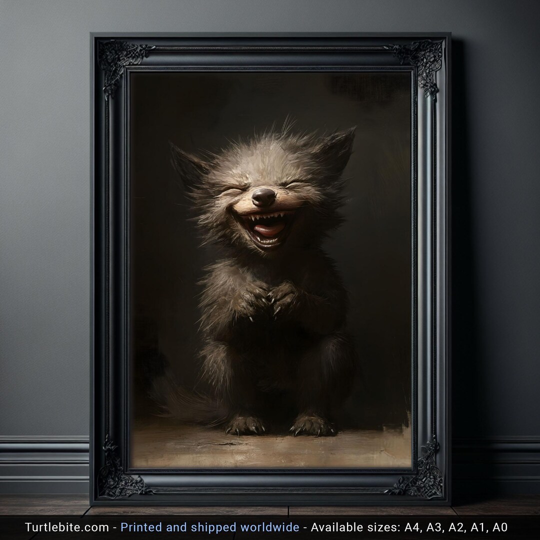 Creepy Cute Werewolf Baby Print, Spooky Sweet Wall Decor, Gothic ...