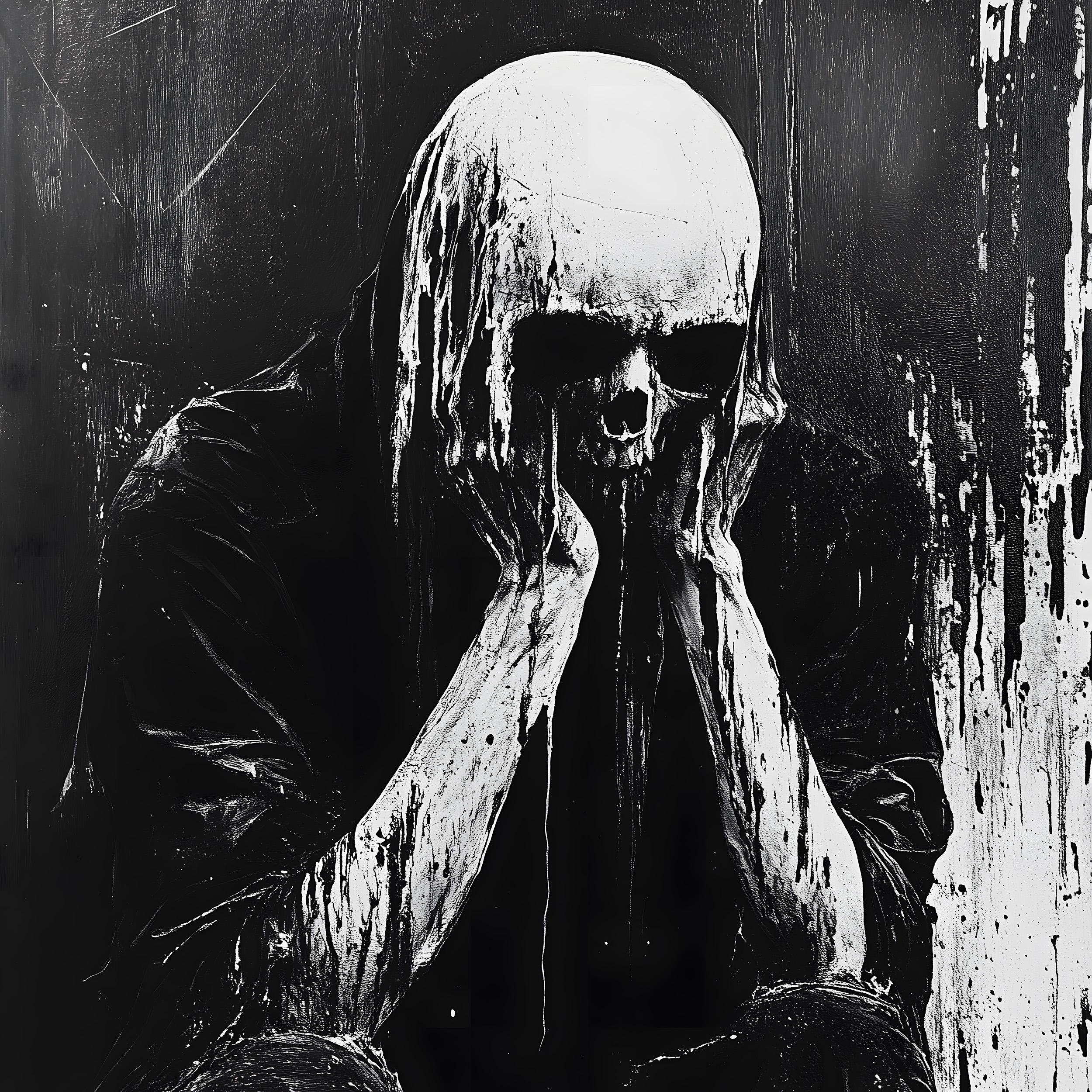 Analog Horror Skull Creature Poster - Black and White Dark Wall Art ...