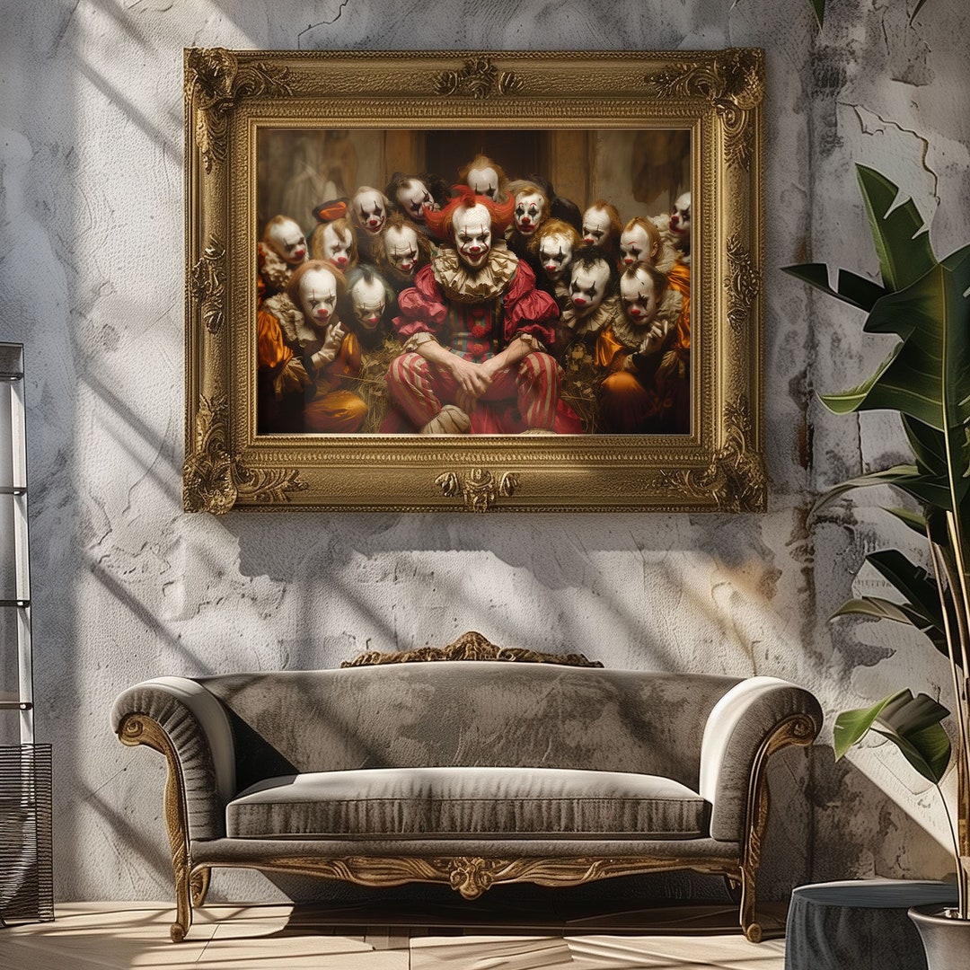 Bizarre Clown Family Poster: Creepy Clowncore Gothic Wall Art - Etsy
