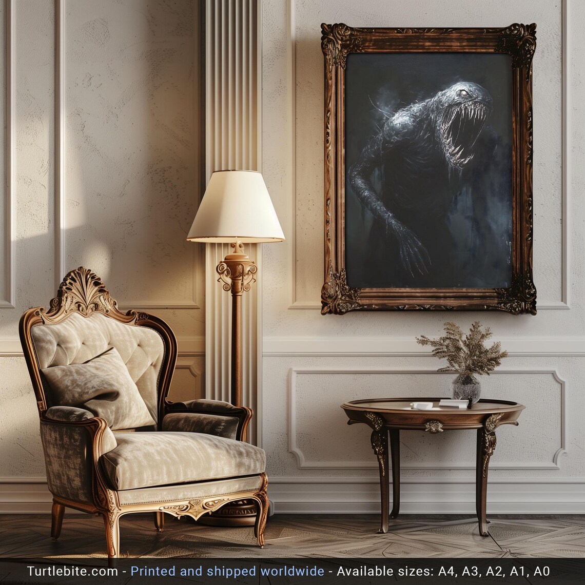 Chilling Teeth-baring Ghoul Oil Painting Poster for Creepy Decor ...