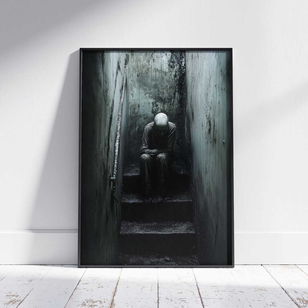 Left Alone in the Basement Poster, Horror Wall Art, Moody Macabre Print ...