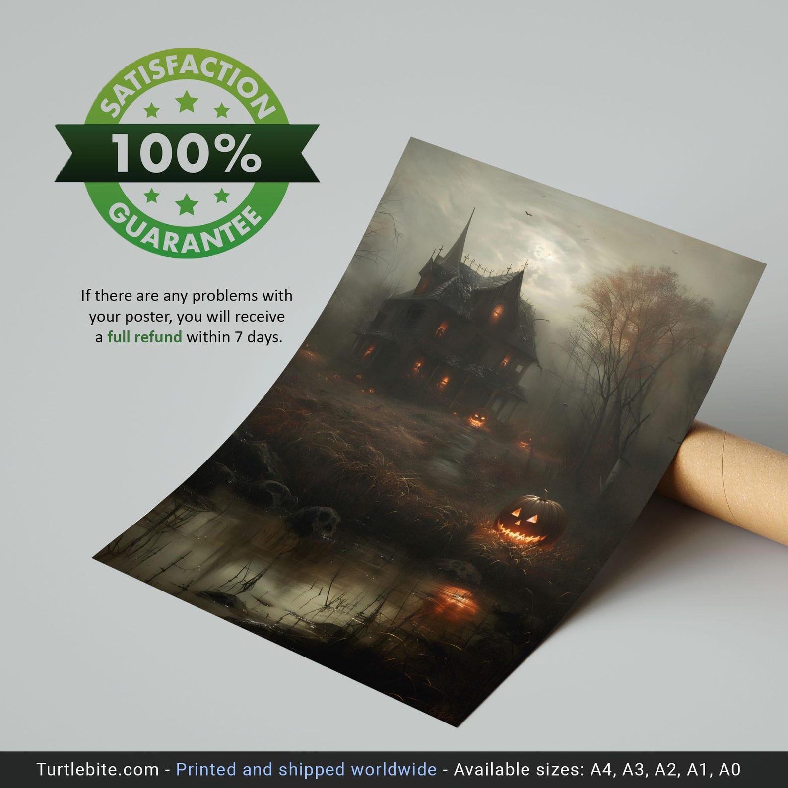 Hauntingly Beautiful - Classic Halloween Pumpkin Poster and Haunted ...