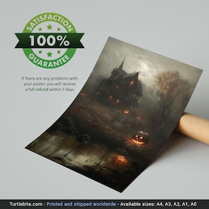 Hauntingly Beautiful - Classic Halloween Pumpkin Poster and Haunted ...