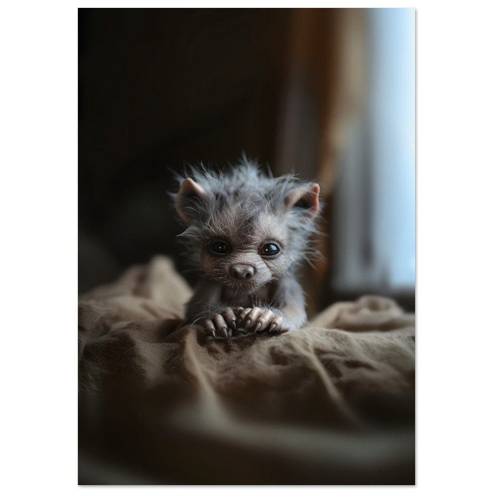 Baby Werewolf Just Woke up Poster Gothic Home Decor Creepy Cute Wall ...