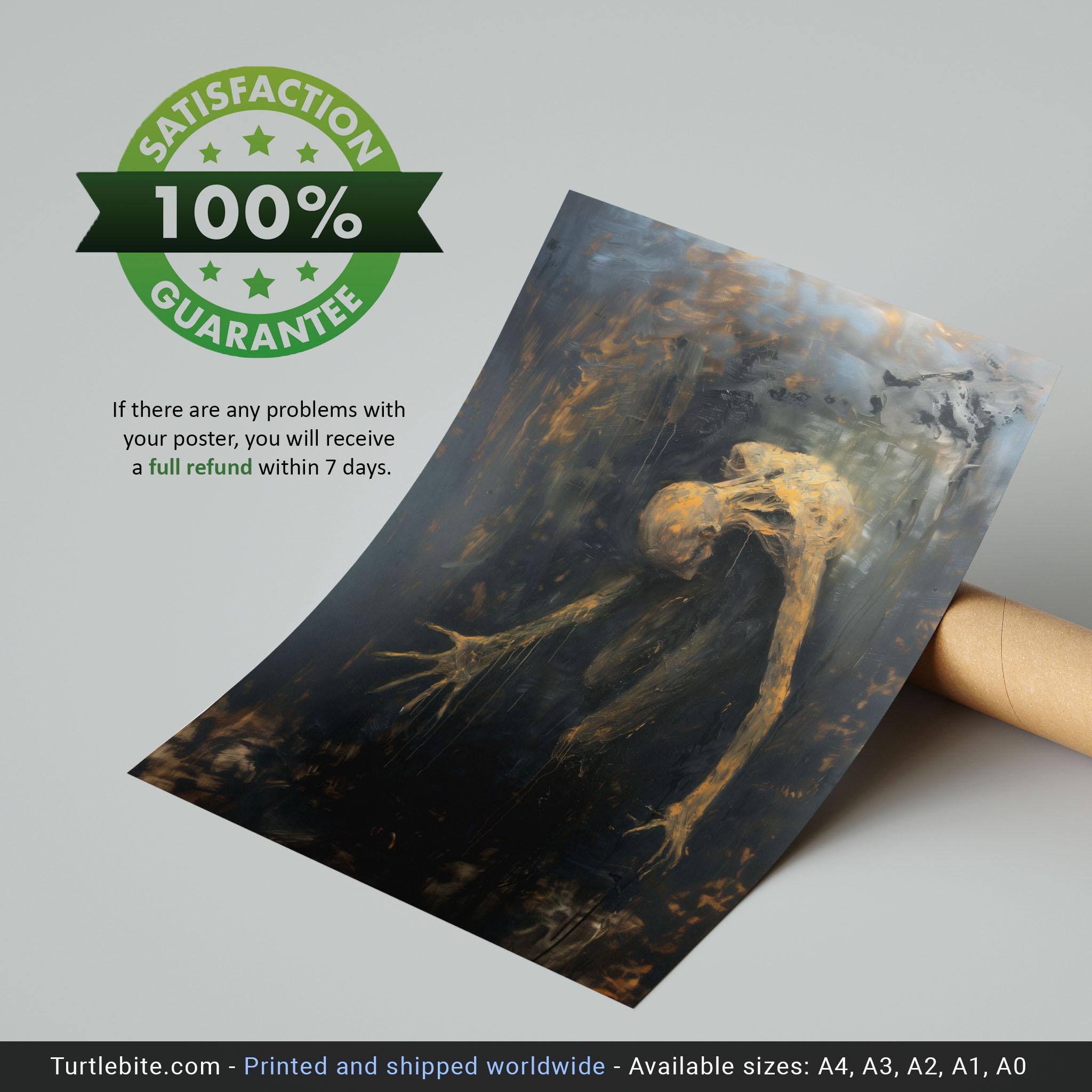 Gothic Painting of Gritty Scary Bent Over Creature, Horror Artwork ...