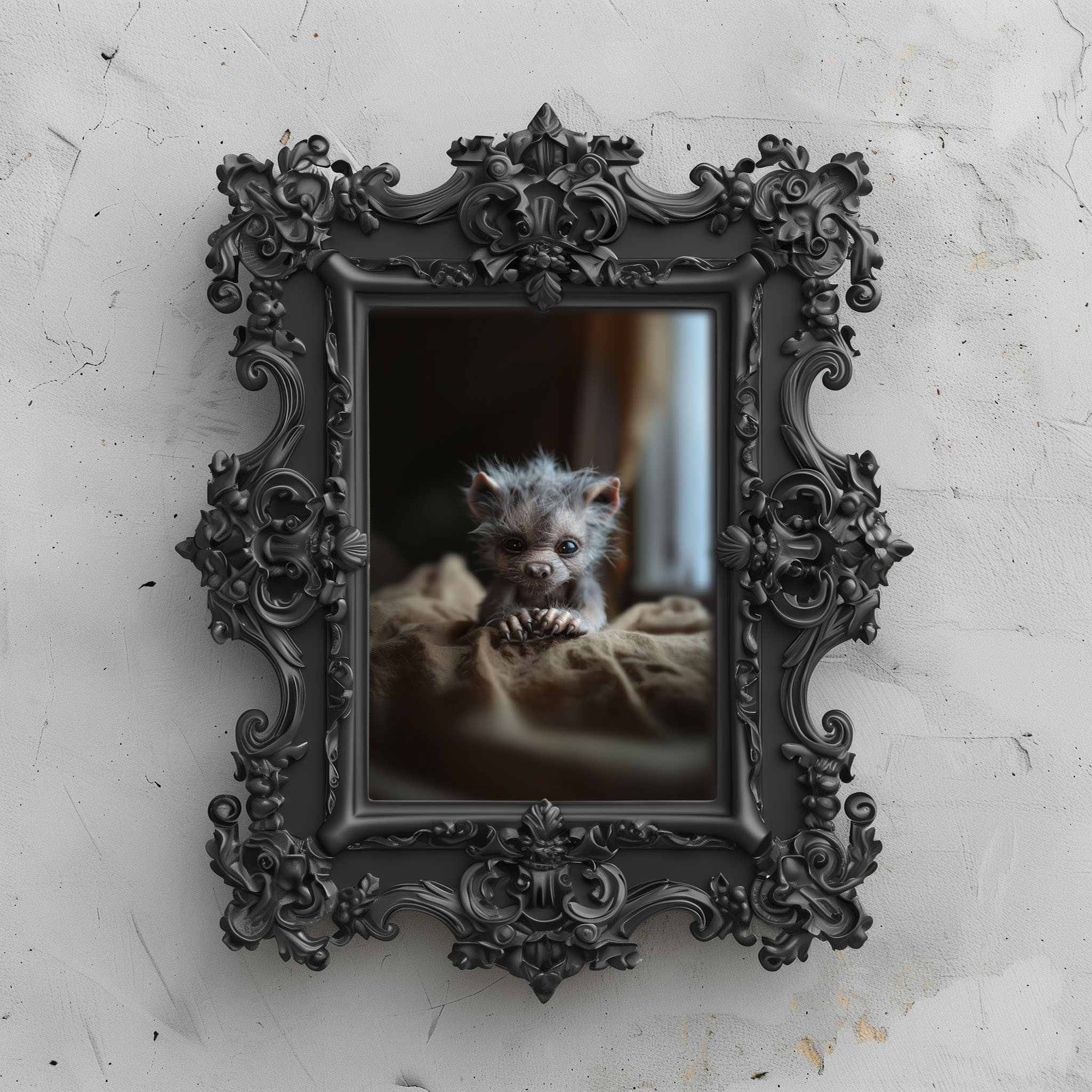 Baby Werewolf Just Woke up Poster Gothic Home Decor Creepy Cute Wall ...