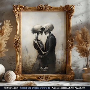 Personalized Poster: Skeleton Love Story Print, Perfect for Weddings or ...
