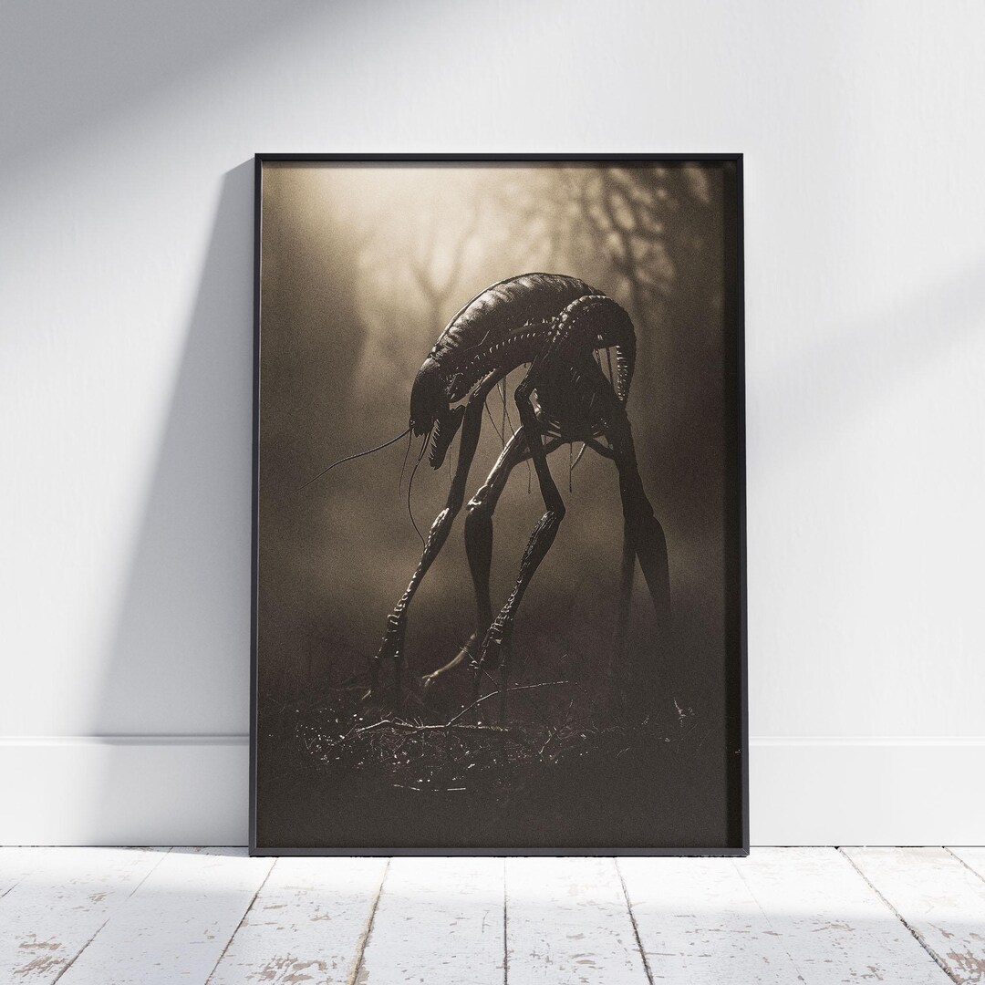 Creepy Insect Creature in Misty Forest Poster, Horror Wall Art, Dark ...