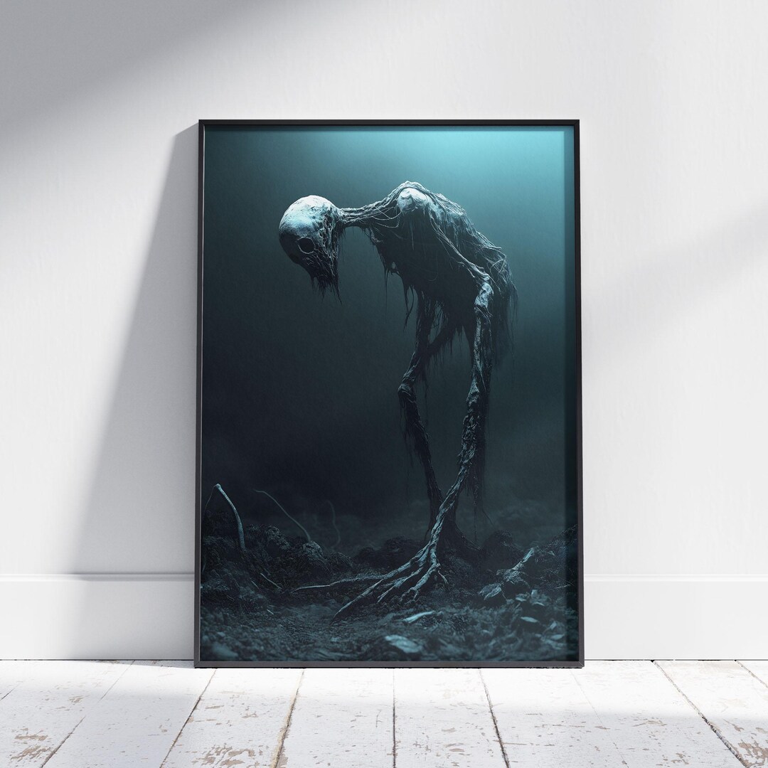 Deep Sea Skeleton Creature Dark Art Poster | Prints Wall Art Trendy ...