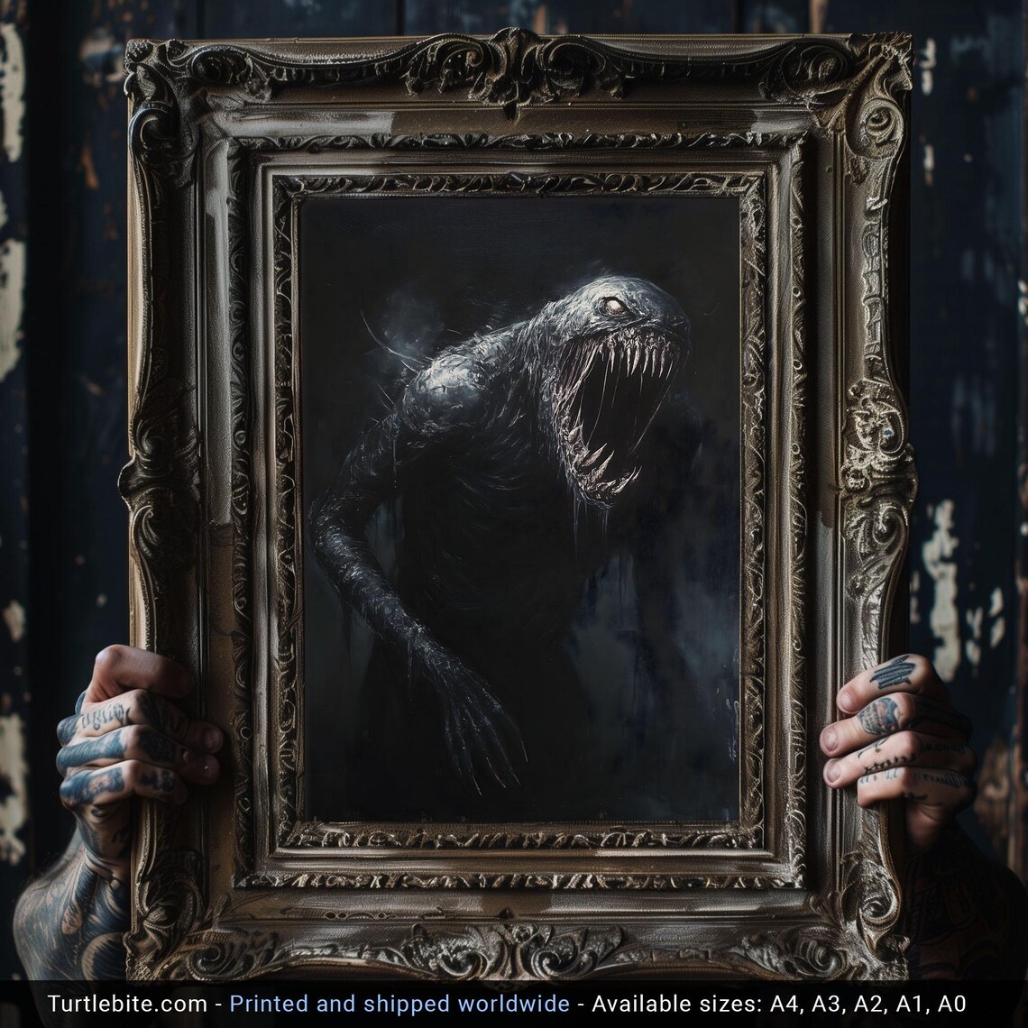 Chilling Teeth-baring Ghoul Oil Painting Poster for Creepy Decor ...