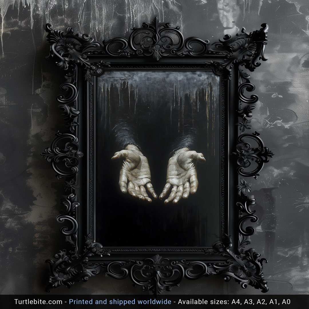 Gothic Reaching Hands Poster Painting Dark and Moody Wall Decor Trendy ...