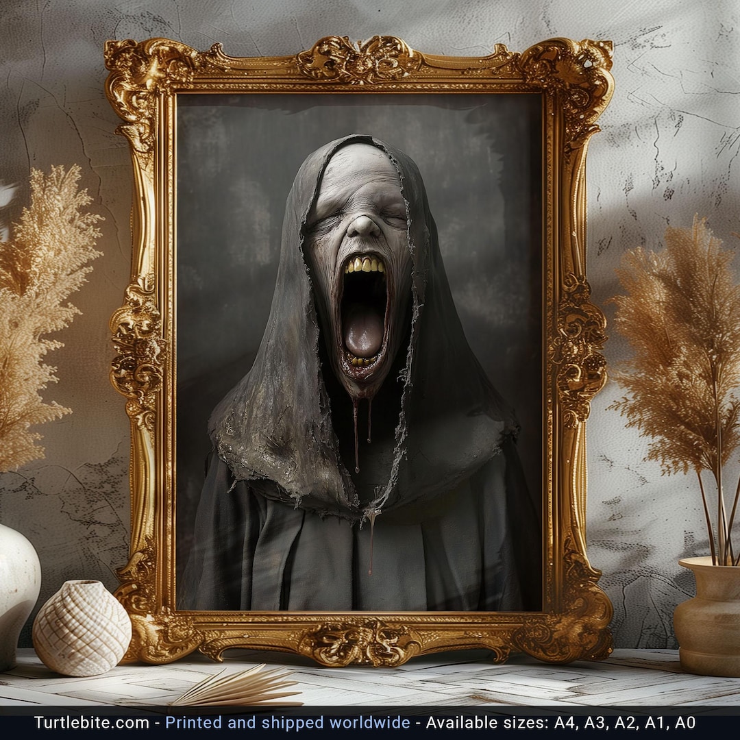 Screaming Monk Painting Poster, Medieval Oil Paintings Prints, Dark ...