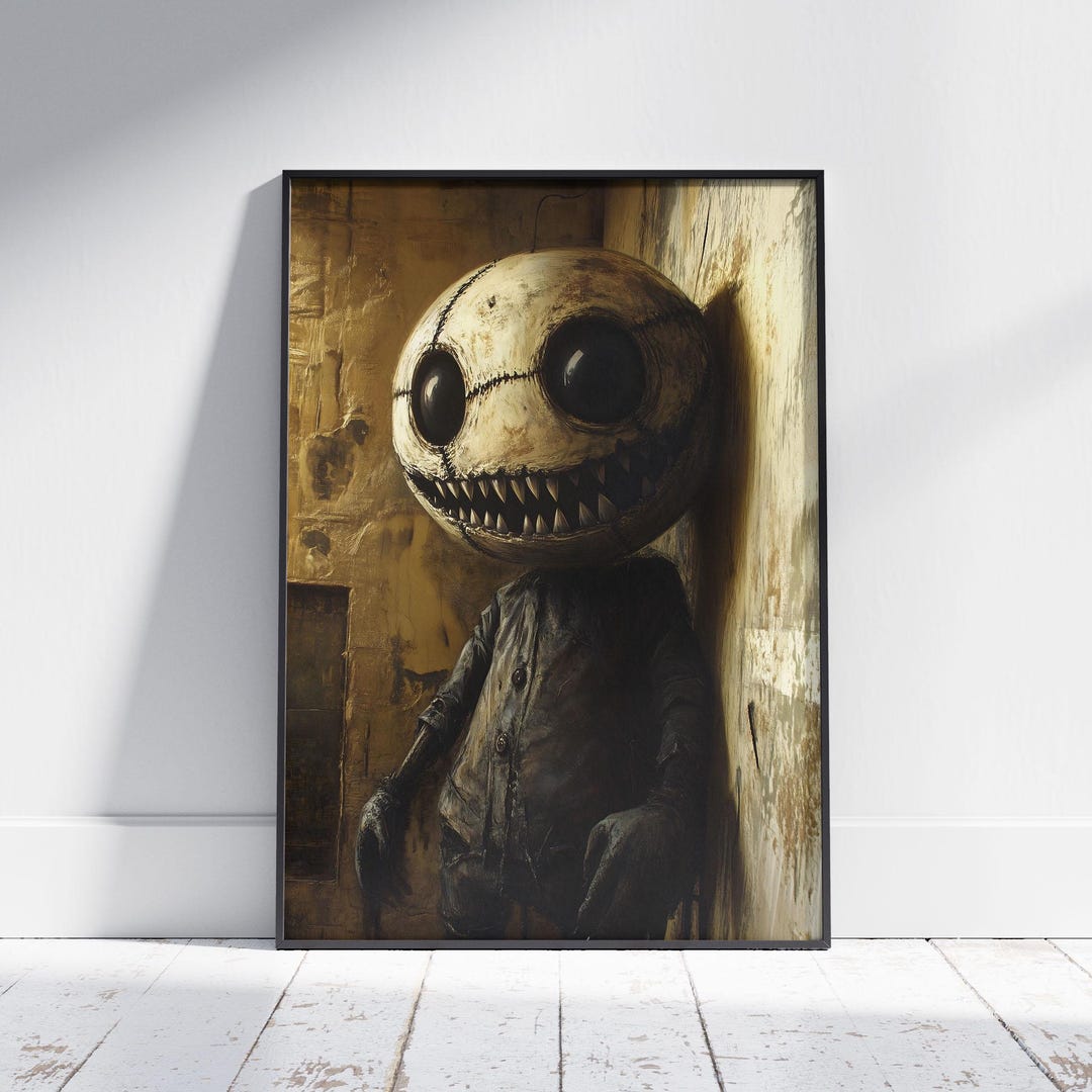 Eerie Pacman Painting Poster, Large Gothic Painting for Frame, Mystic ...