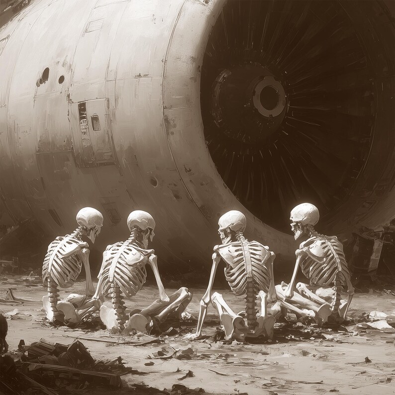 Apocalypse Art Print - Skeleton Poster Waiting for Salvation - Post ...