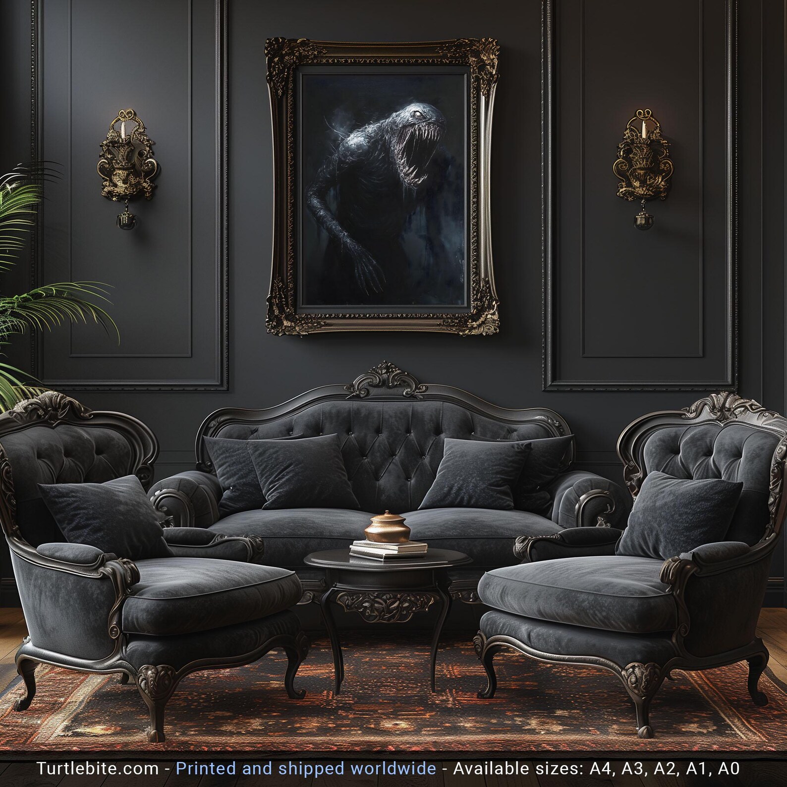 Chilling Teeth-baring Ghoul Oil Painting Poster for Creepy Decor ...