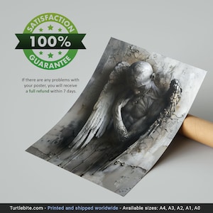 Gothic Broken Angel Wall Art, Surreal Poster for Moody Home Decor, Dark ...