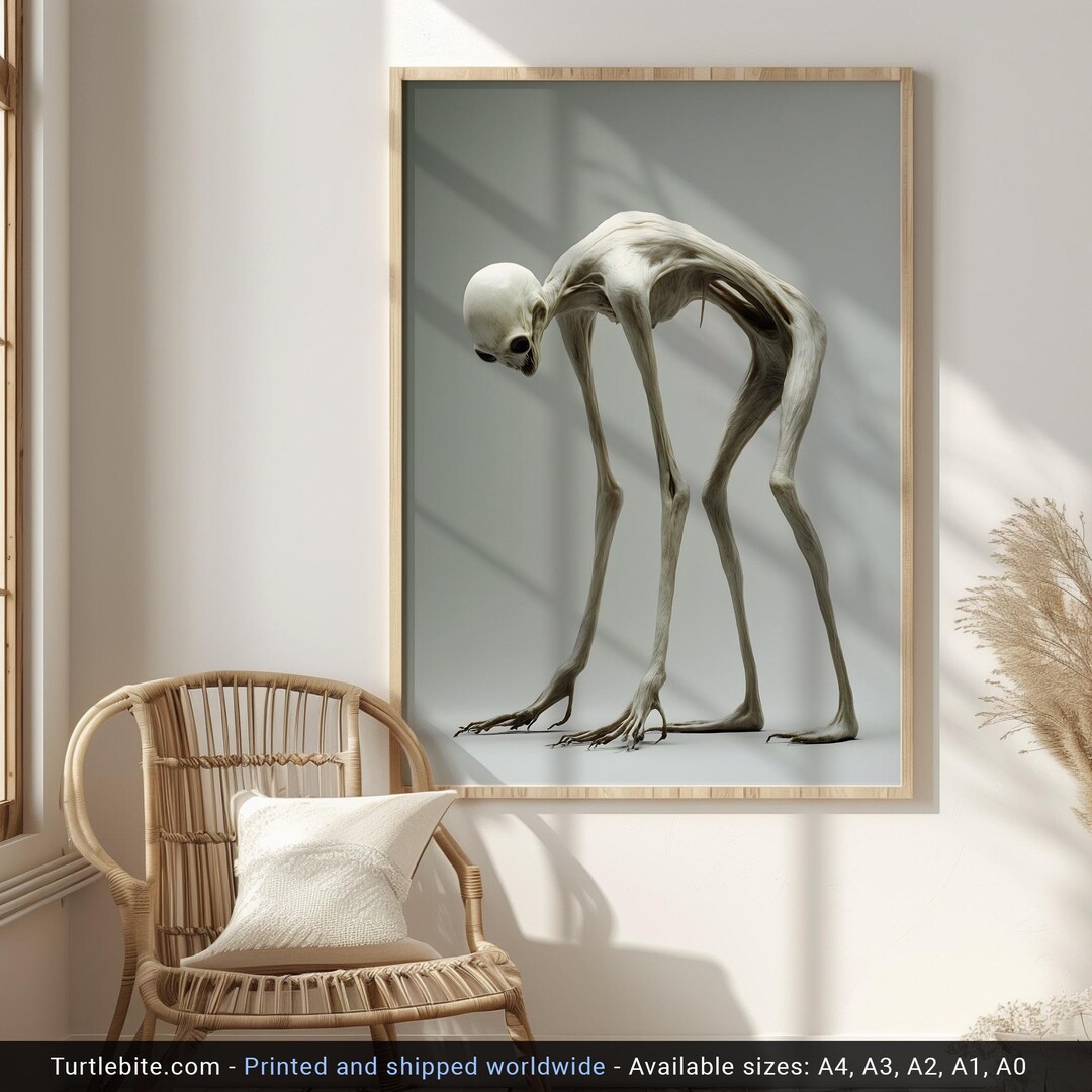 Pale Moody Hunched Creature Poster Print Creepy Wall Art Gothic Home ...