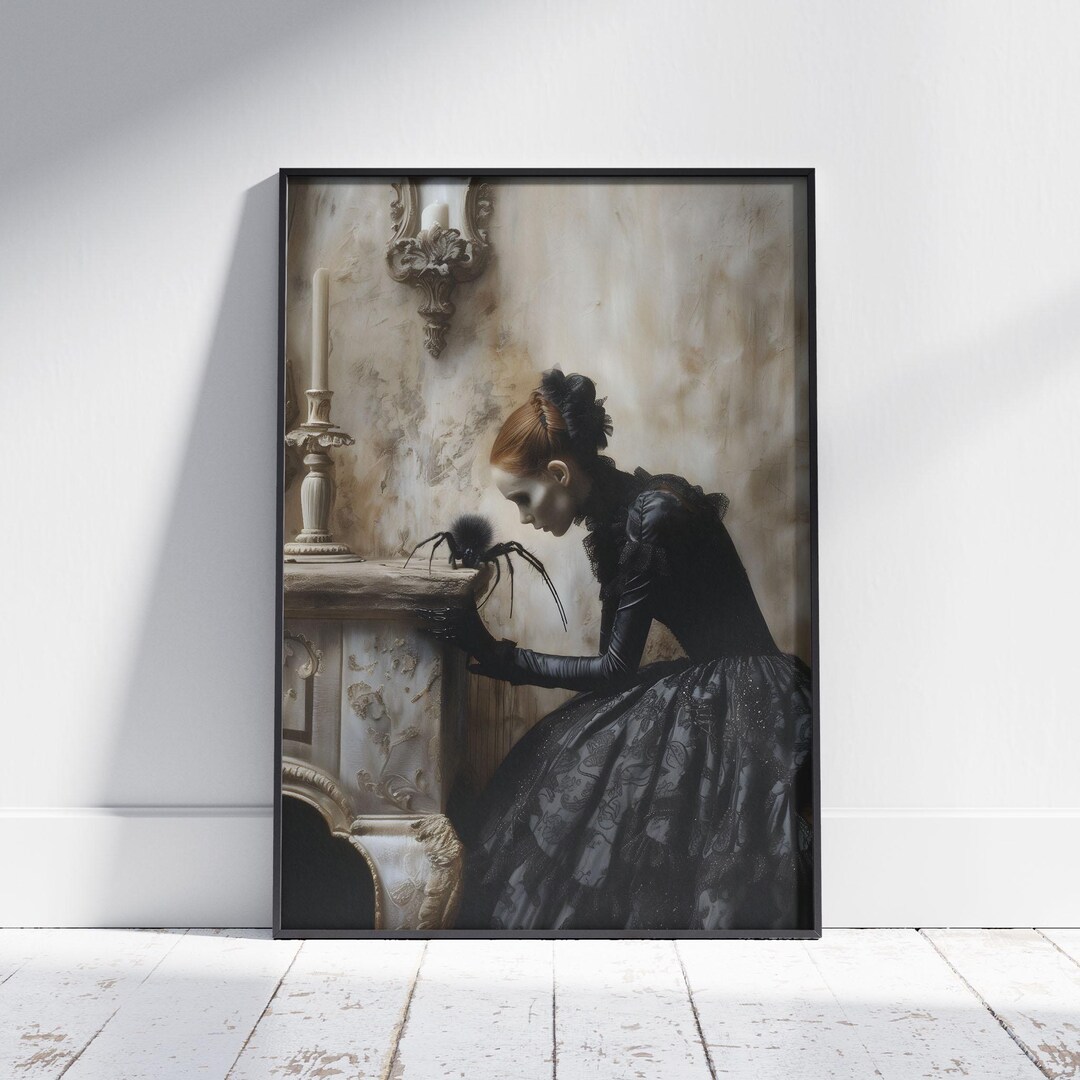 Eerie Gothic Spider Woman Wall Art, Mystical Conversation With a Spider ...