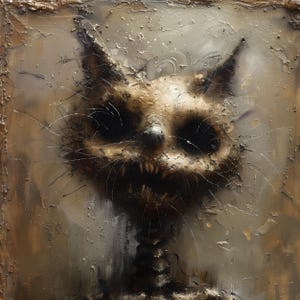 Unique Gritty Skeletal Cat Art Print - Weirdcore Dark Gothic Decor ...