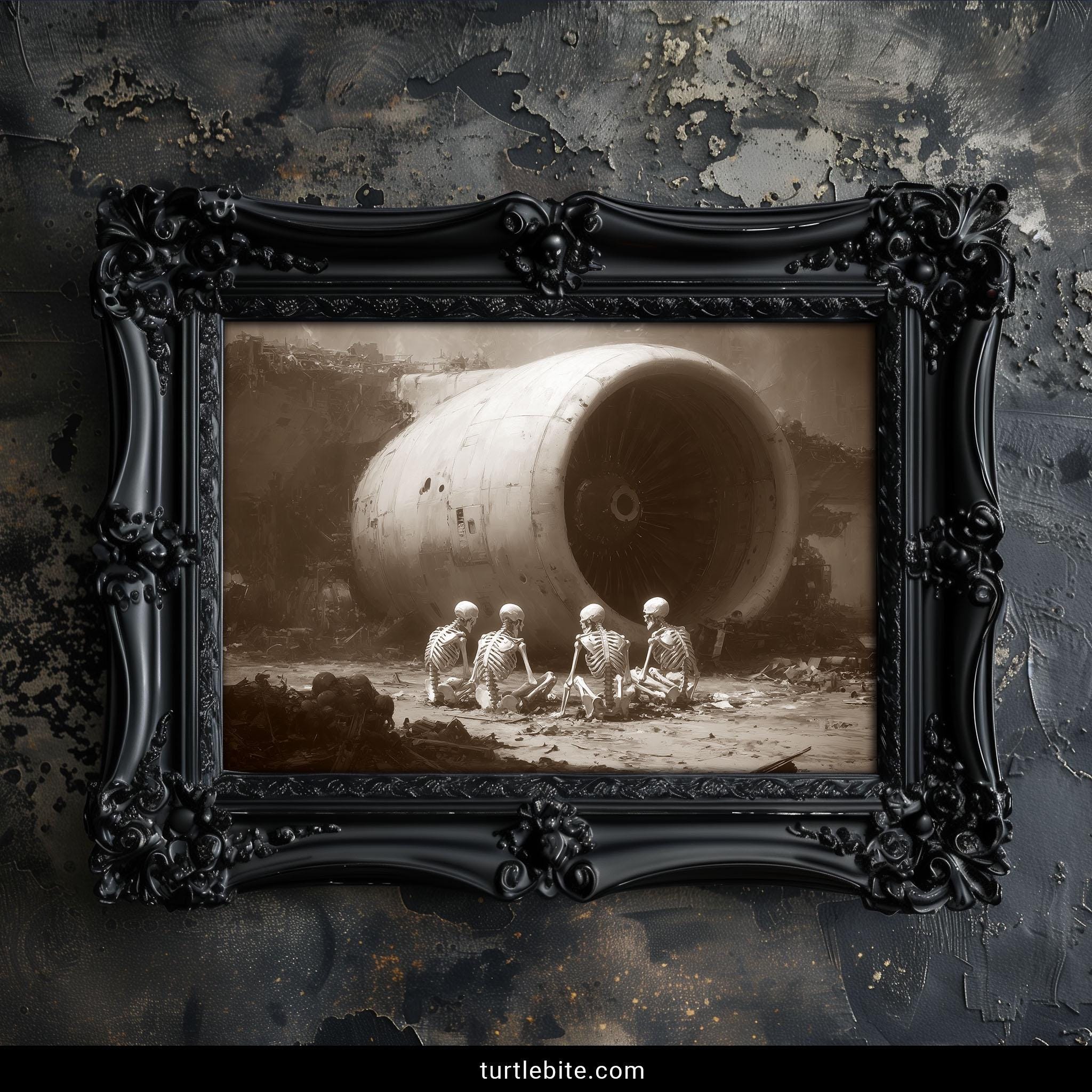 Apocalypse Art Print - Skeleton Poster Waiting for Salvation - Post ...