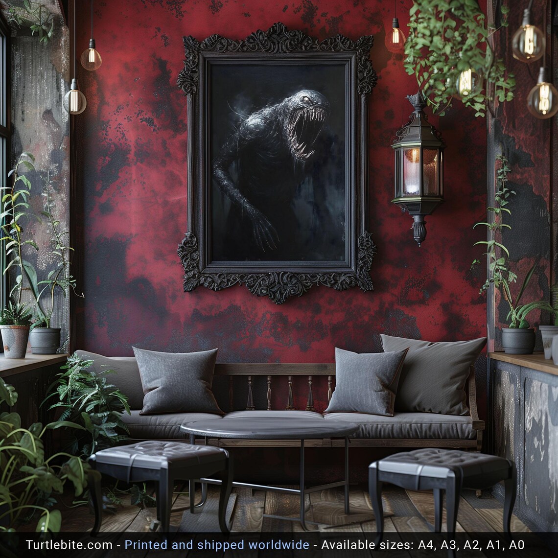 Chilling Teeth-baring Ghoul Oil Painting Poster for Creepy Decor ...