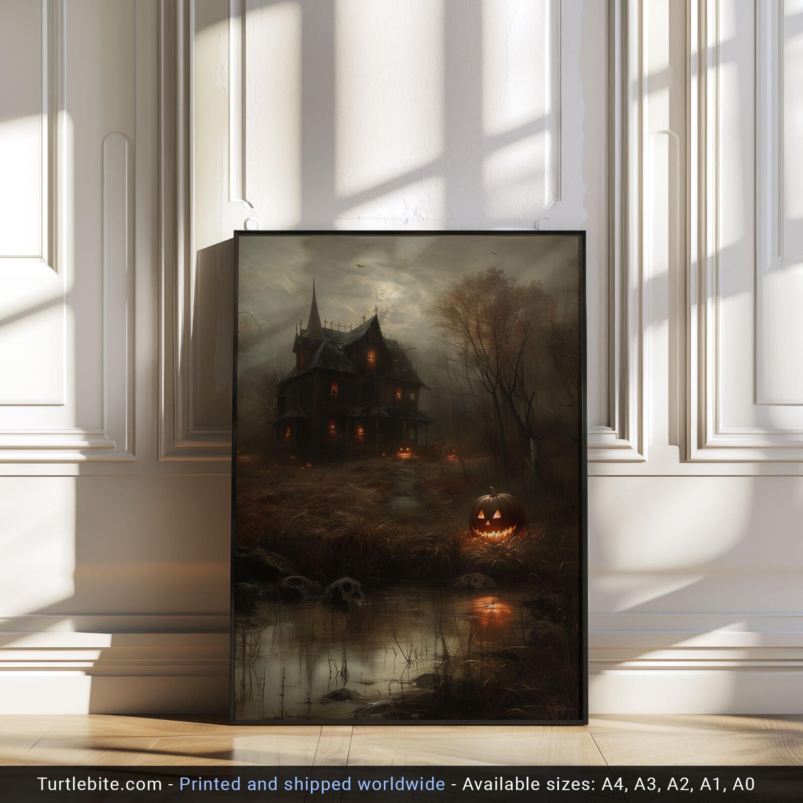Hauntingly Beautiful - Classic Halloween Pumpkin Poster and Haunted ...