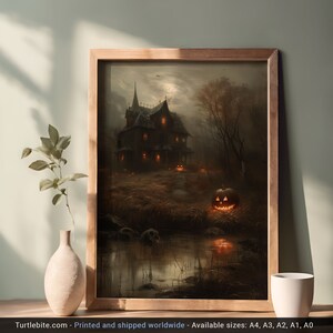 Hauntingly Beautiful - Classic Halloween Pumpkin Poster and Haunted ...