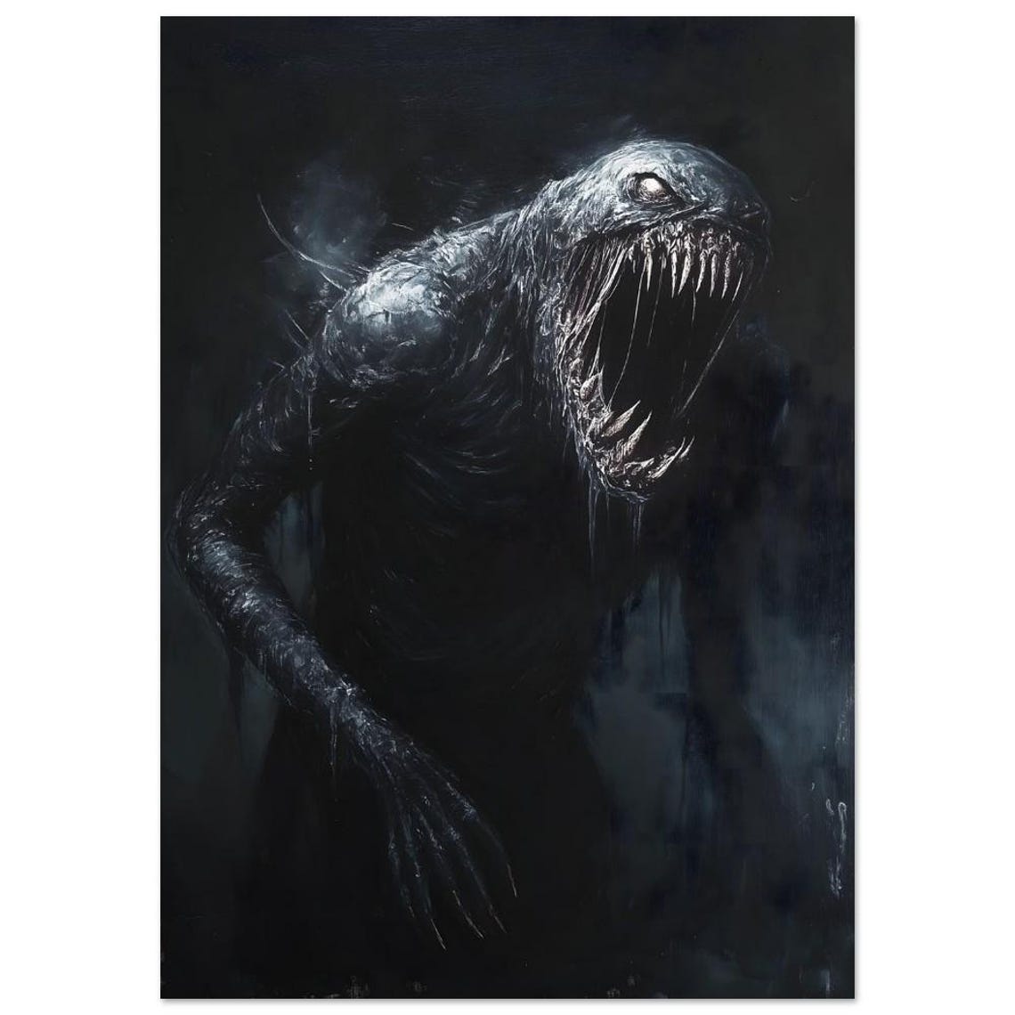 Chilling Teeth-baring Ghoul Oil Painting Poster for Creepy Decor ...