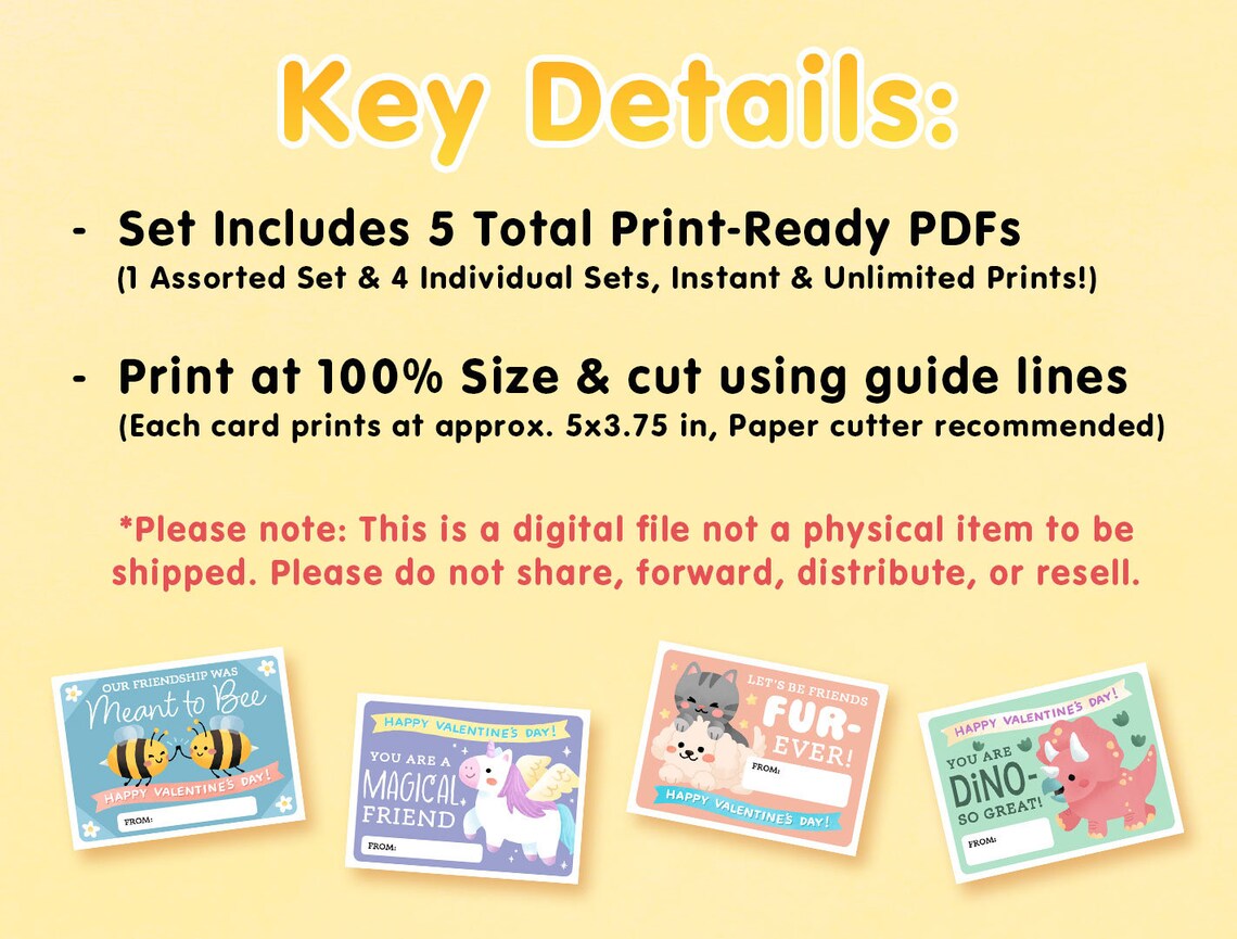 Printable Valentine's Day Cards for Kids | Instant Download - Etsy