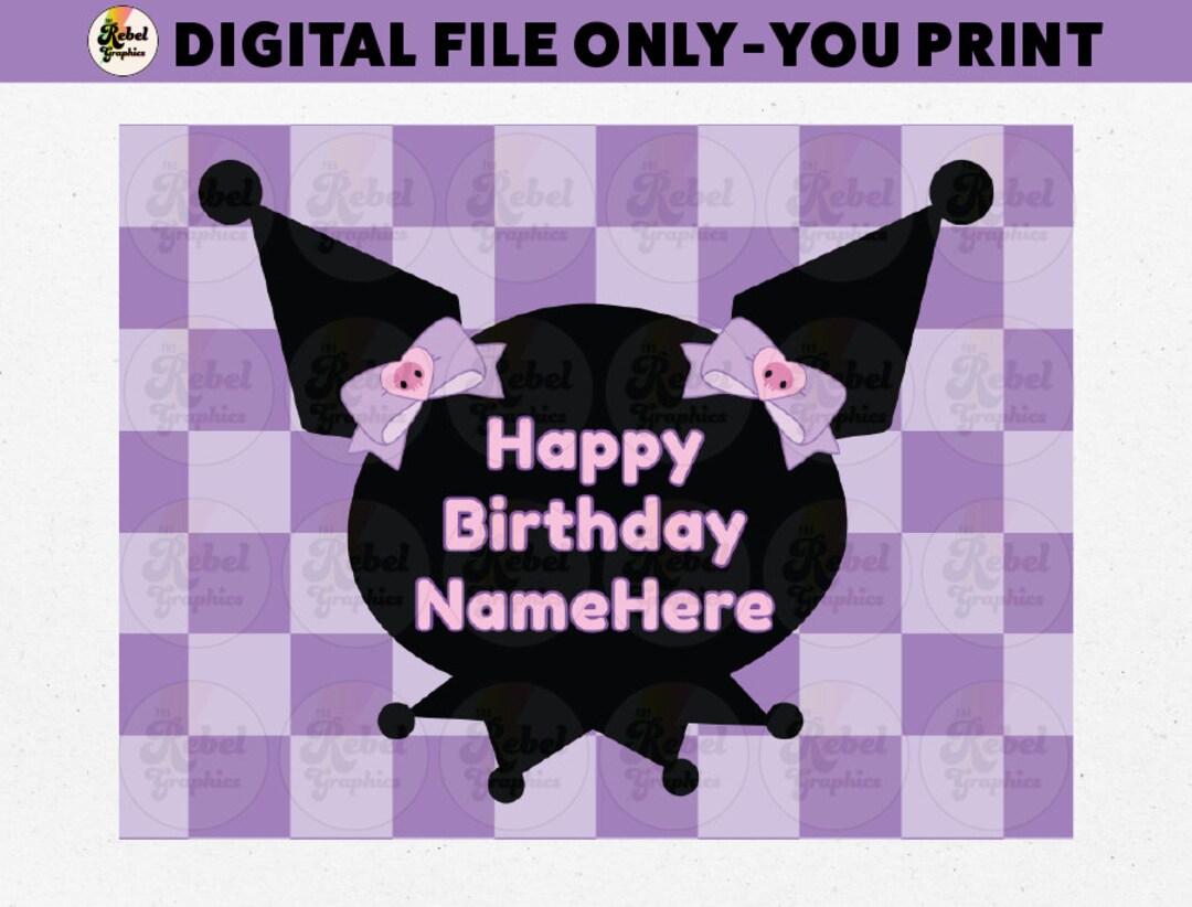 Kawaii Birthday Purple Devil Banner, Happy Birthday, Customized, Party ...