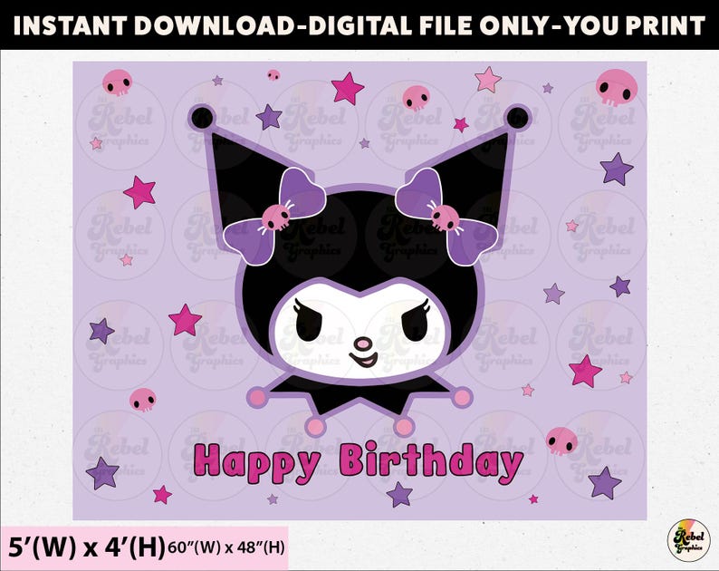 Kawaii Birthday Cute Devil Banner, Happy Birthday, Customized, Party ...