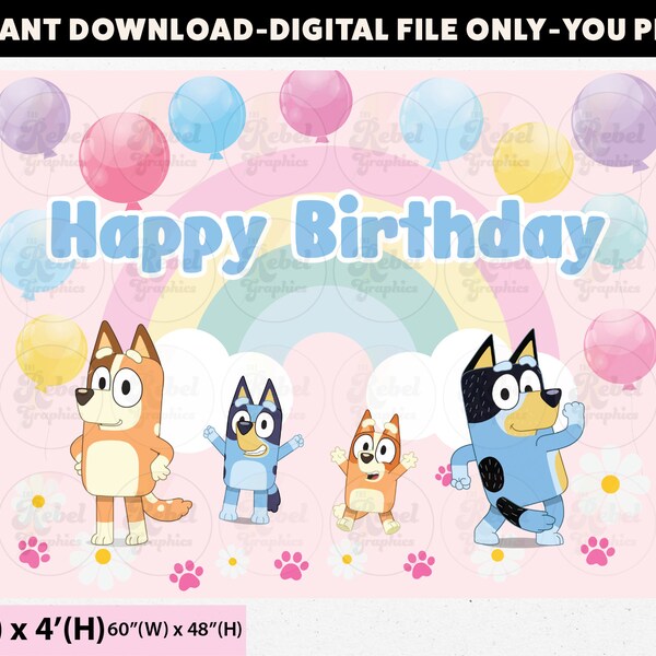 Bluey Digital Birthday Backdrop - Etsy
