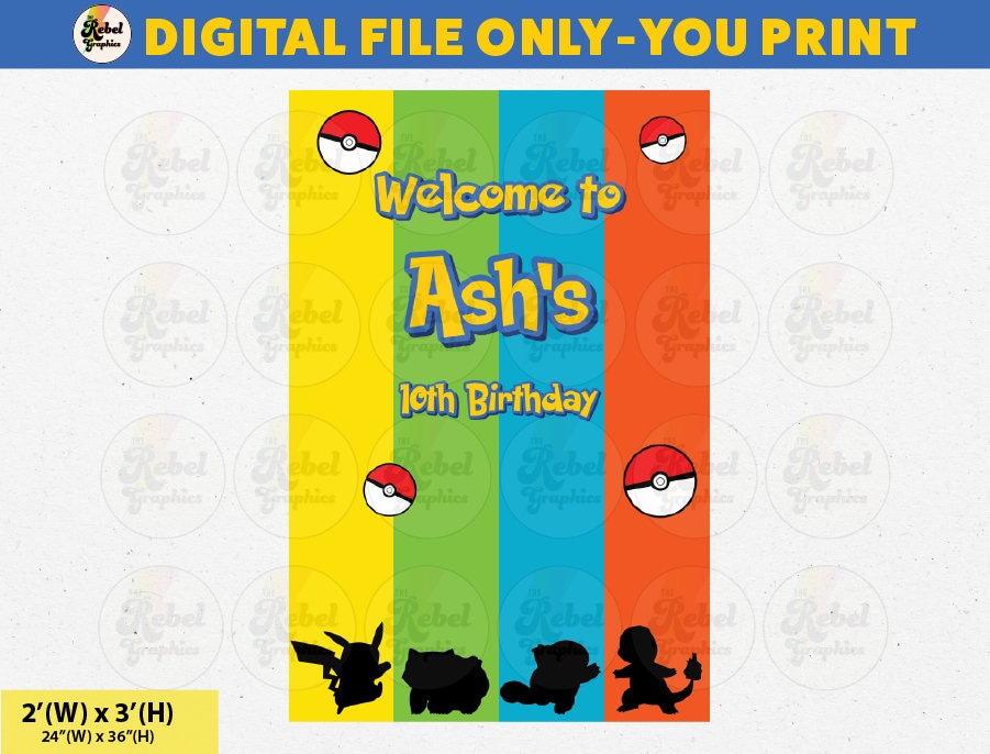 Birthday Welcome Sign , Happy Birthday, Customized Pokemon, Party Decor ...